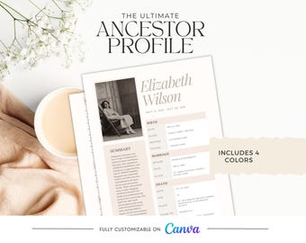 Ancestor Profile Template for Genealogy Research | Printable ...