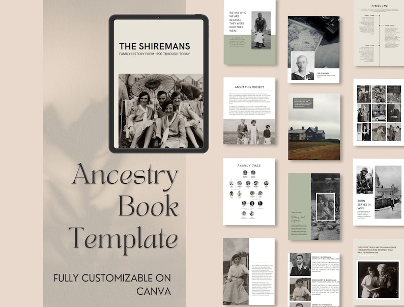 Ancestry Book Template - STANDARD | Printable Family History Genealogy ...