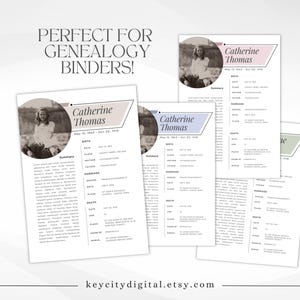 Ancestor Profile Template for Genealogy Research | Printable ...