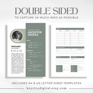 Ancestor Profile Template for Genealogy Research | Printable ...