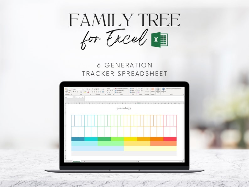 Family Tree Template for Excel | 6 Generations | Customizable Instant ...