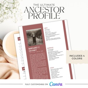 Ancestor Profile Template for Genealogy Research Printable Customizable ...