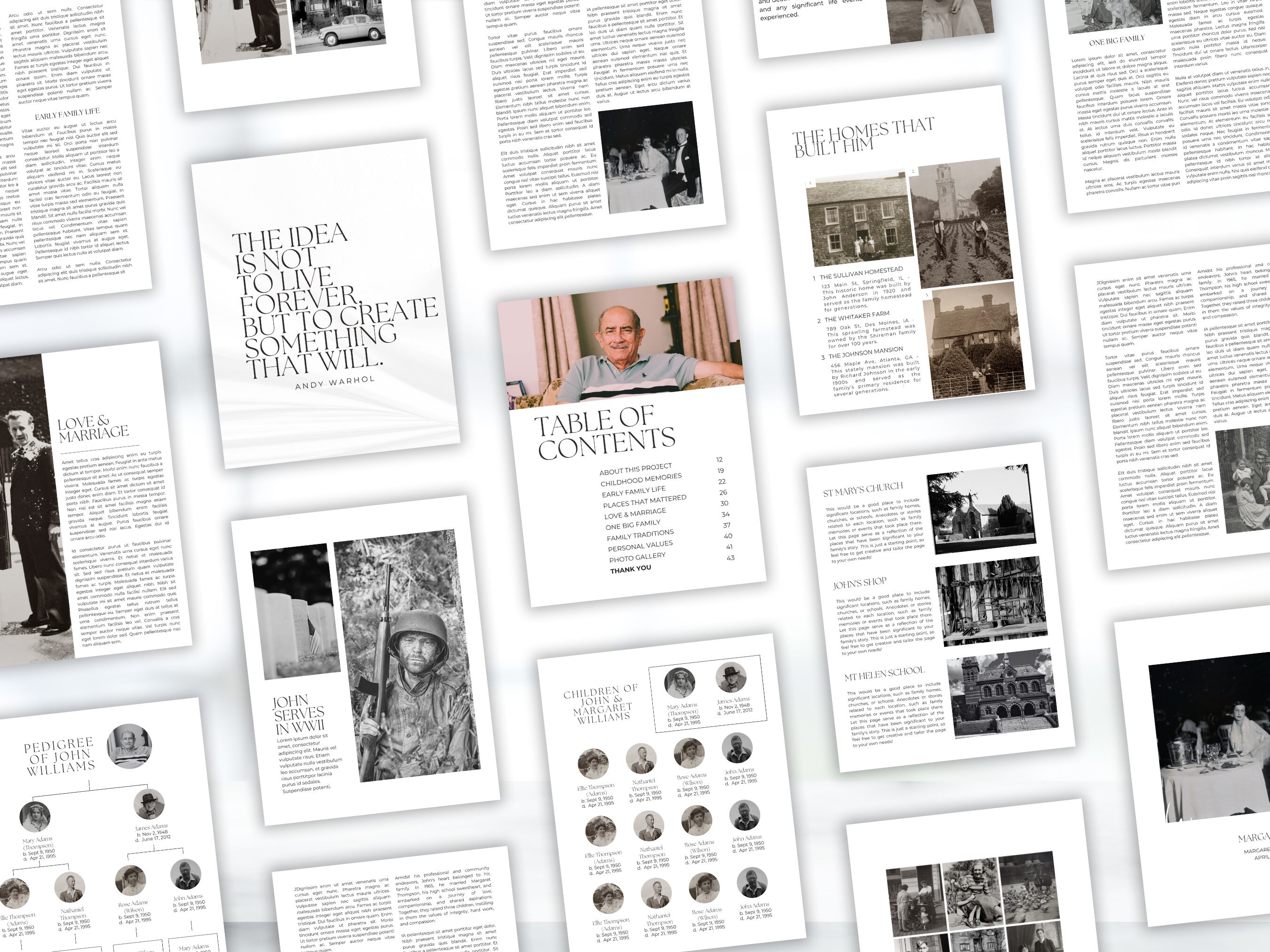 Biography Book Template | Family History Genealogy Printable | Canva ...