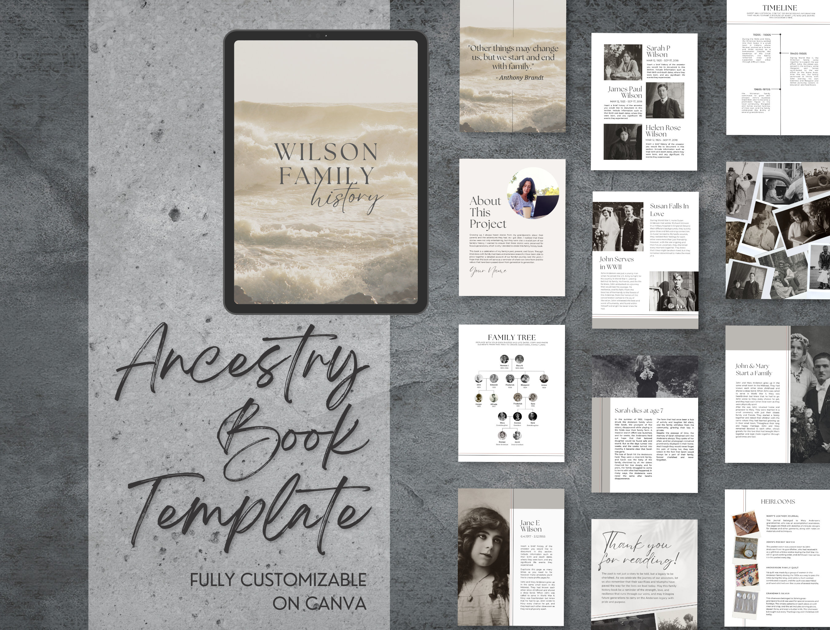 Ancestry Book Template - STANDARD | Printable Family History Genealogy ...