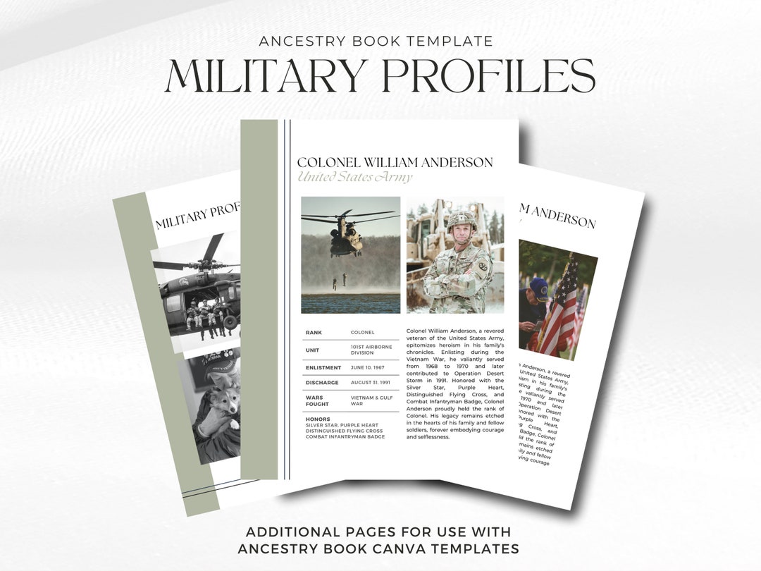 Add-on Pages for Ancestry Book | MILITARY PROFILES | for Use With Any ...