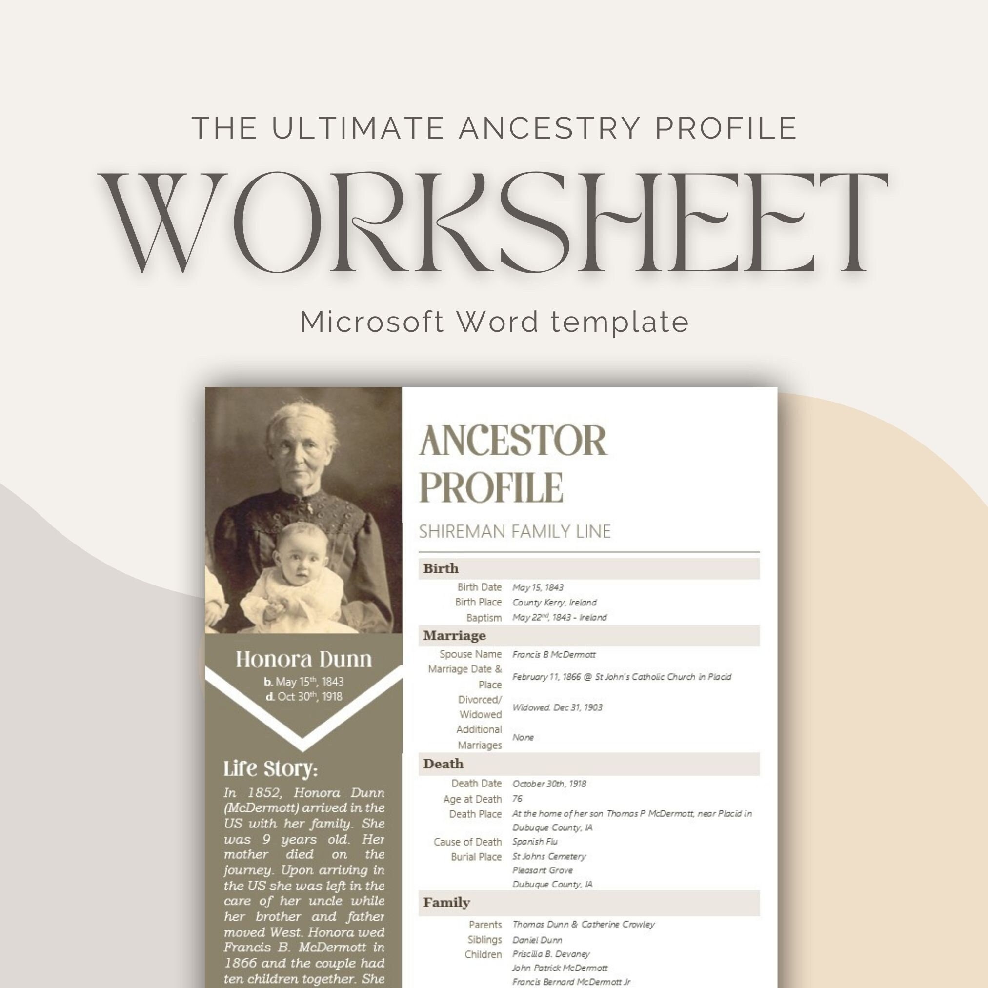 Ancestor Profile Template for Genealogy Research Printable - Etsy Australia