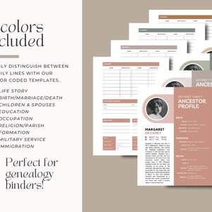 Ancestor Profile Template for Genealogy Research Printable Customizable ...