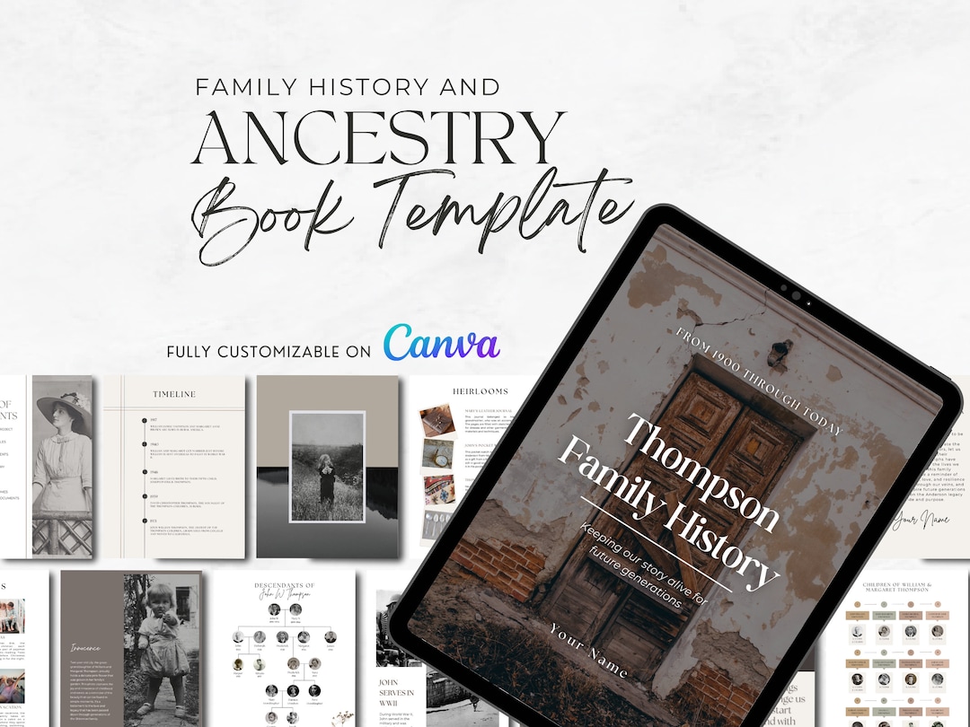 Ancestry Book Template - DELUXE | Family History Genealogy Printable ...
