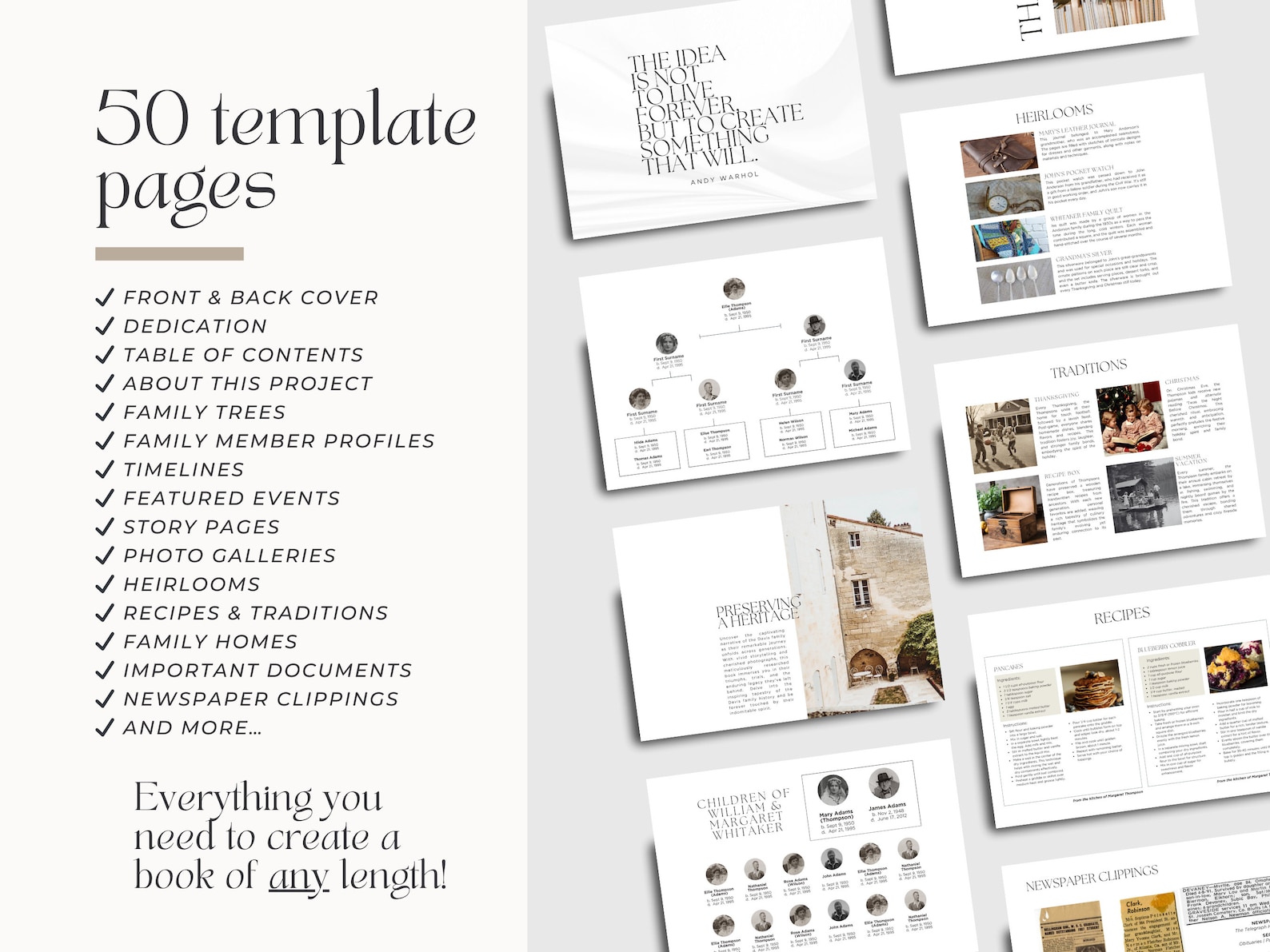 Ancestry Book Template - DELUXE | Family History Genealogy Printable ...