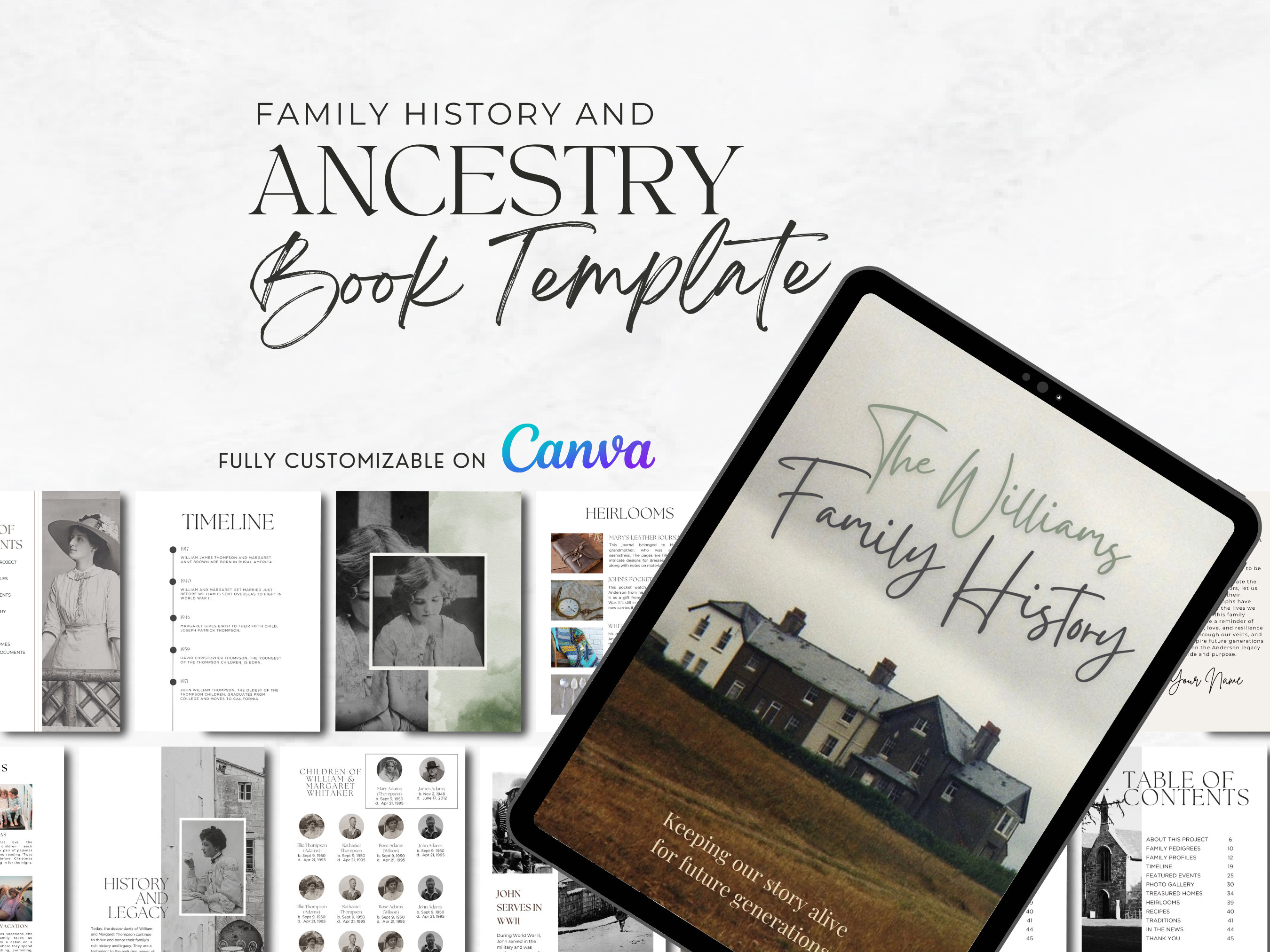Ancestry Book Template - DELUXE | Family History Genealogy Printable ...