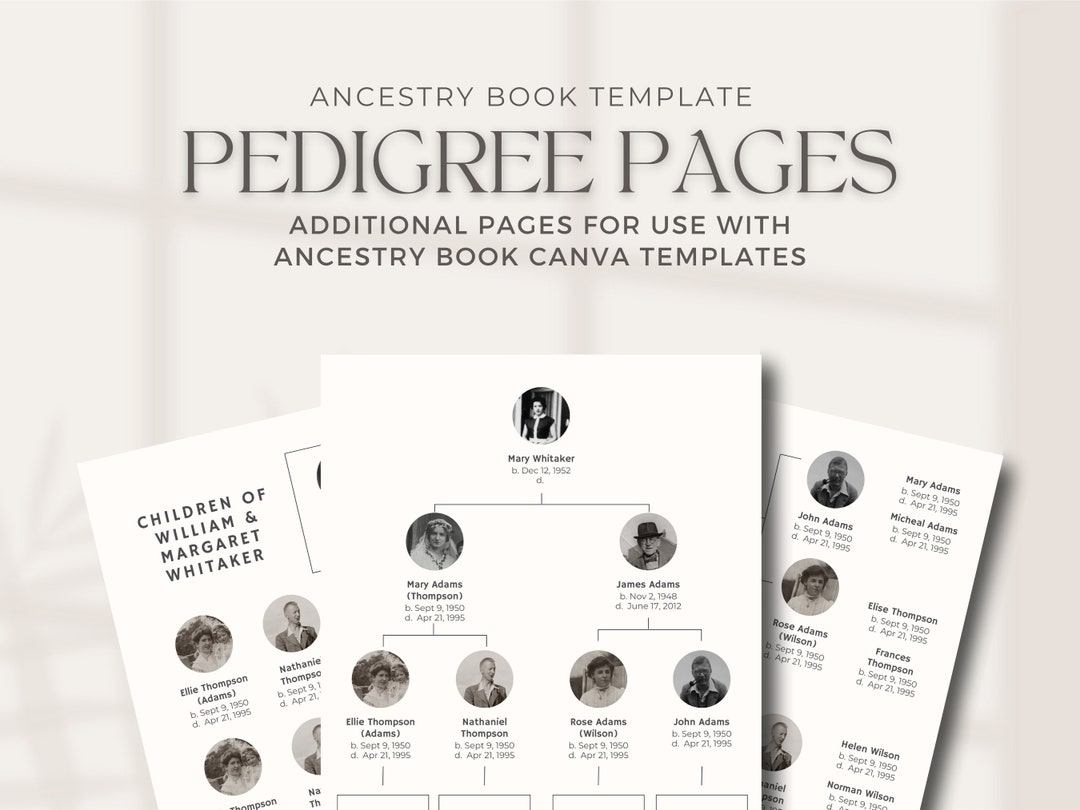 Add-on Pages for Ancestry Book PEDIGREE PAGES for Use With - Etsy