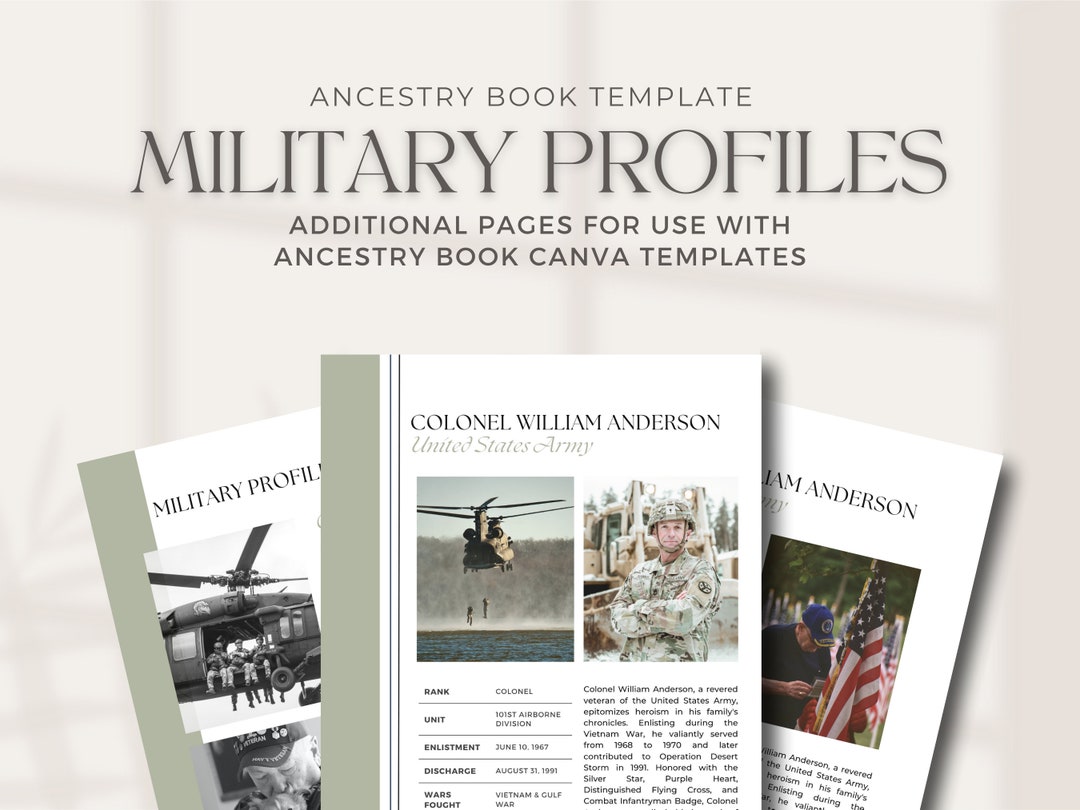 Add-on Pages for Ancestry Book MILITARY PROFILES for Use - Etsy