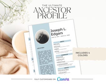 Ancestor Profile Template for Genealogy Research | Printable ...