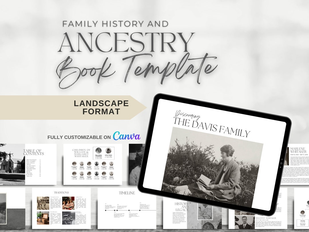 Ancestry Book Template - DELUXE | Family History Genealogy Printable ...