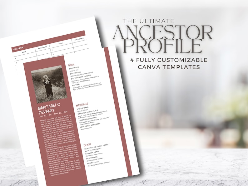 Ancestor Profile Template for Genealogy Research Printable - Etsy