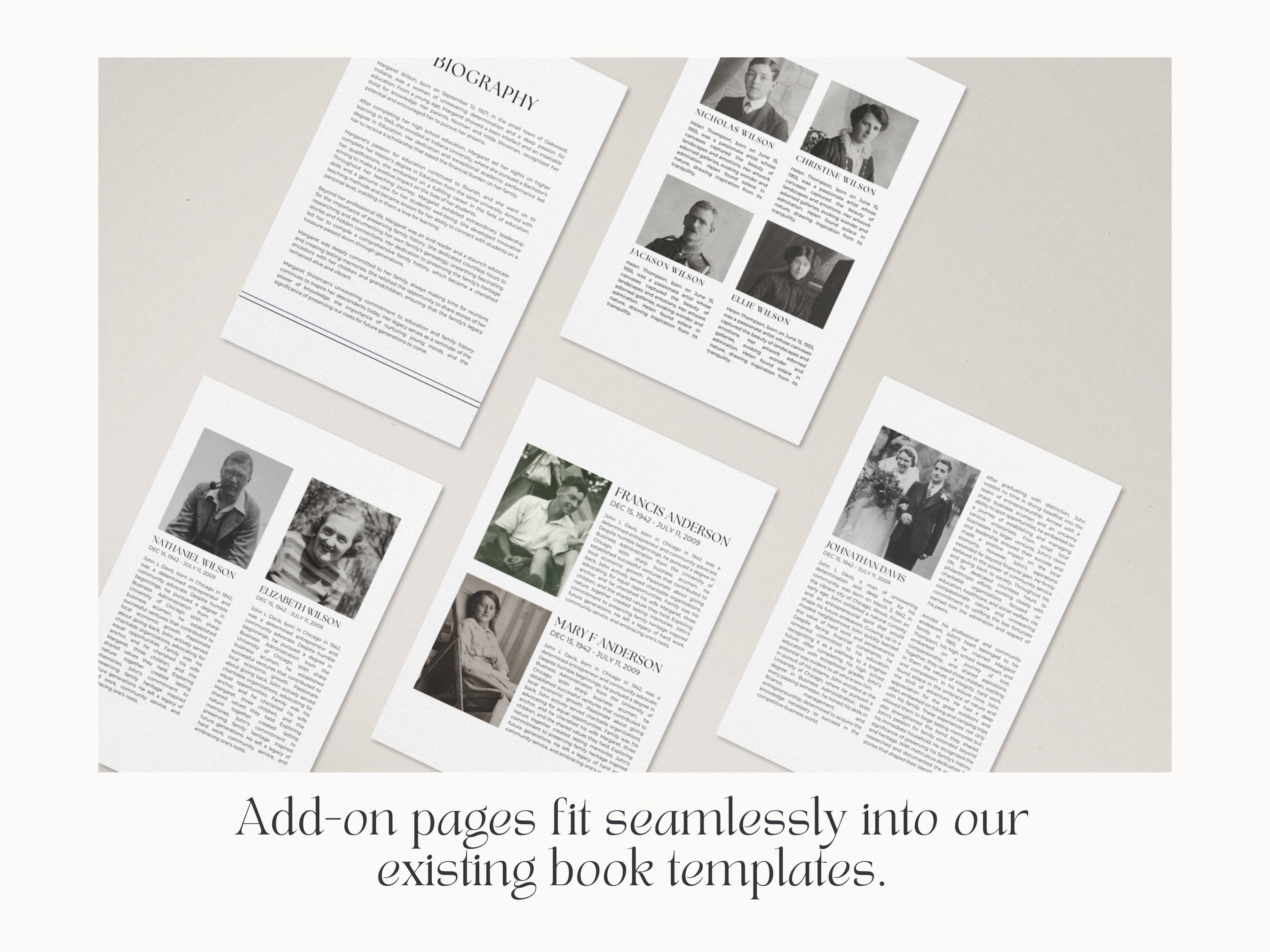 Add-on Pages for Ancestry Book | BIOGRAPHY PAGES | for Use With Any of ...