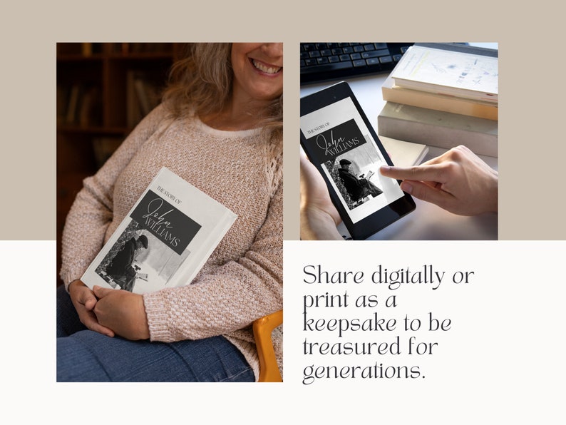 Biography Book Template | Family History Genealogy Printable | Canva ...