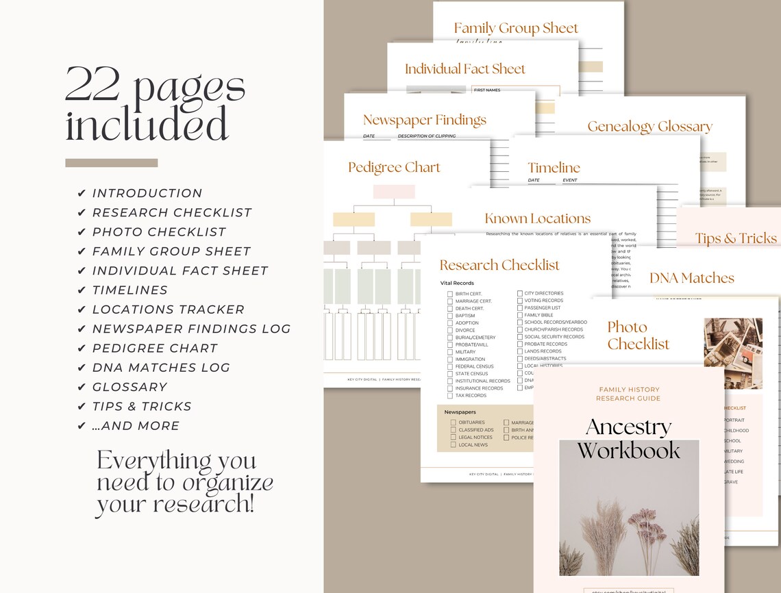 Ancestry Workbook | Printable Family History Research Worksheets | Easy ...