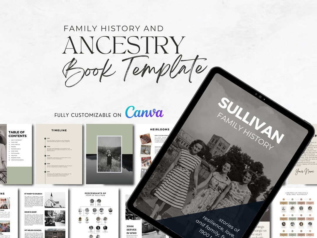 Ancestry Book Template - DELUXE | Family History Genealogy Printable ...