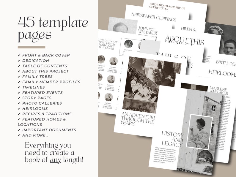 Ancestry Book Template - DELUXE | Family History Genealogy Printable ...