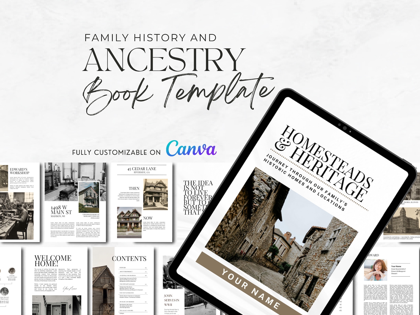 Family History Book Template - Homes & Heritage | Genealogy Printable ...