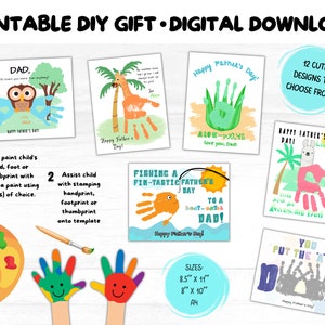 Father's Day Handprint Art Bundle, Printable Craft, Footprint Craft ...
