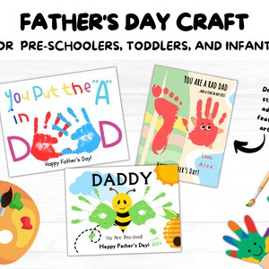 Father's Day Handprint Art Bundle, Printable Craft, Footprint Craft ...