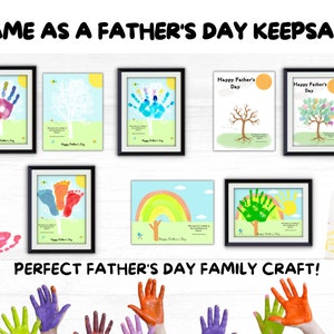 Father's Day Handprint Art Bundle, Printable Craft, Footprint Craft ...