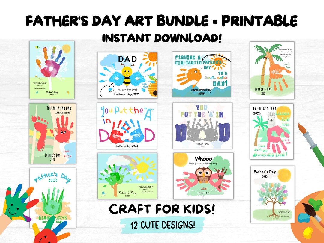 Father's Day Handprint Art Bundle Printable Craft - Etsy