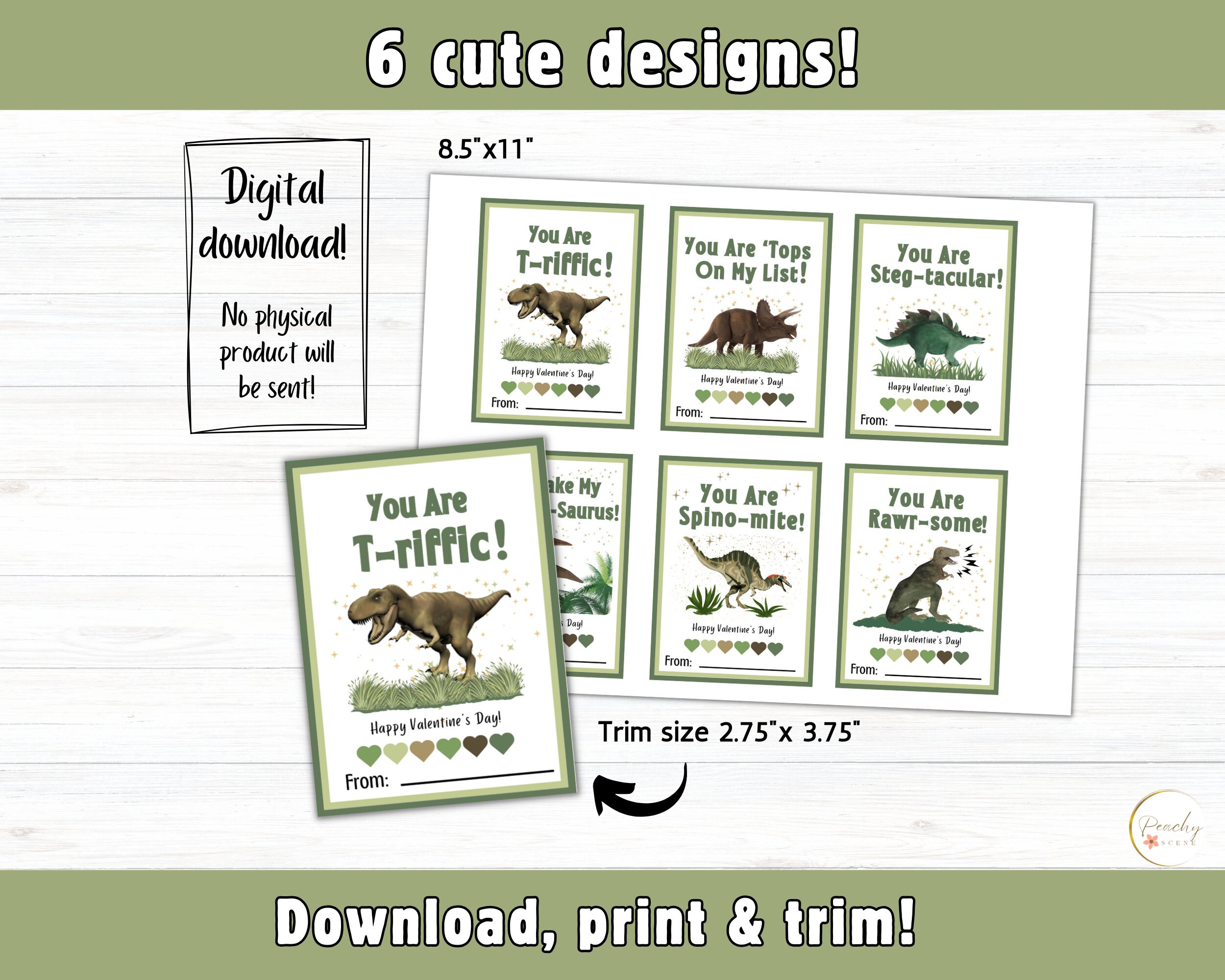 Dinosaur Valentine's Day Cards, Printable Kids Classroom Valentines ...