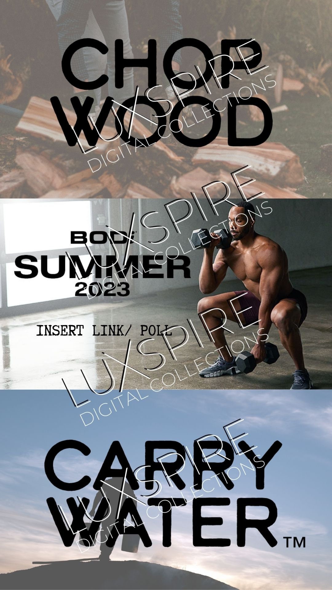 Chop Wood Carry Water Bodi Promo Instagram Stories - Etsy