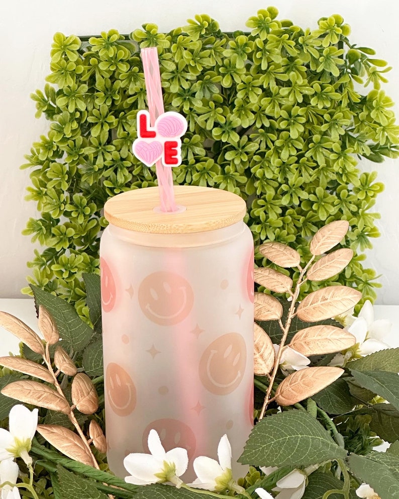 Smiley Face Cup / Smiley Face Reusable Glass - 16oz / Ice Coffee Glass ...
