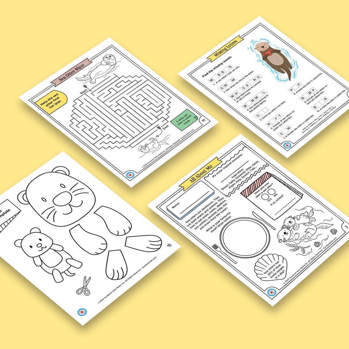 NEW Printable Sea Otters Nature Activity Pack ages 4 Homeschool ...