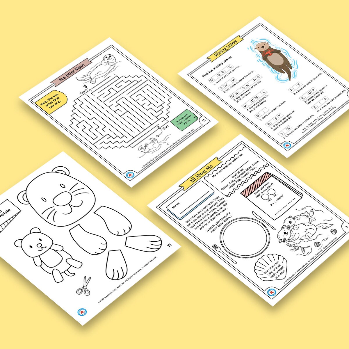 NEW Printable Sea Otters Nature Activity Pack ages 4 Homeschool ...