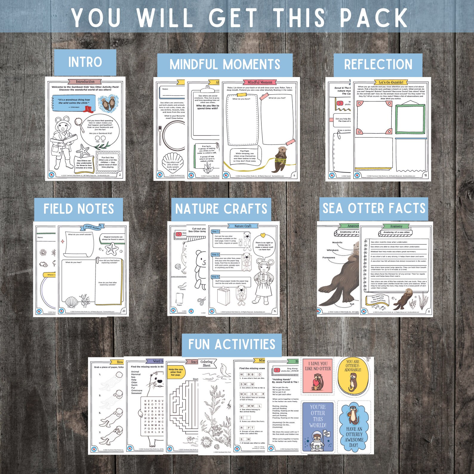 NEW Printable Sea Otters Nature Activity Pack ages 4 Homeschool ...