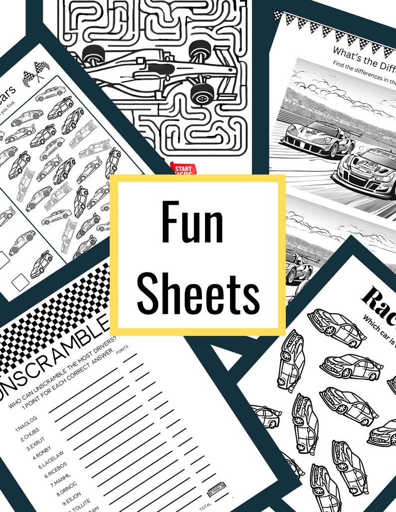 NASCAR Race Day Activity Bundle: Race Car Party, Games, Trivia ...