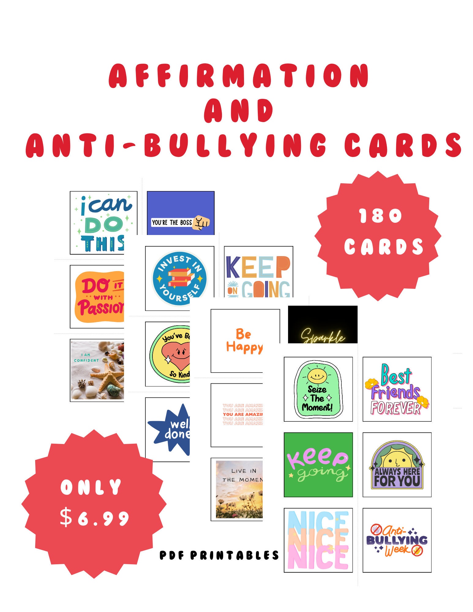 Affirmation and Anti-bullying Cards, Boost Self Esteem, Promote ...