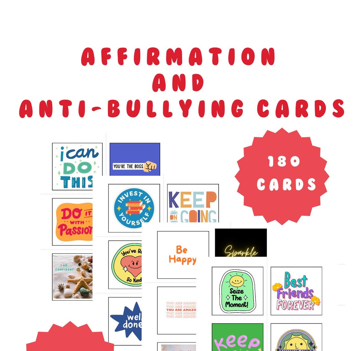 Affirmation and Anti-bullying Cards, Boost Self Esteem, Promote ...