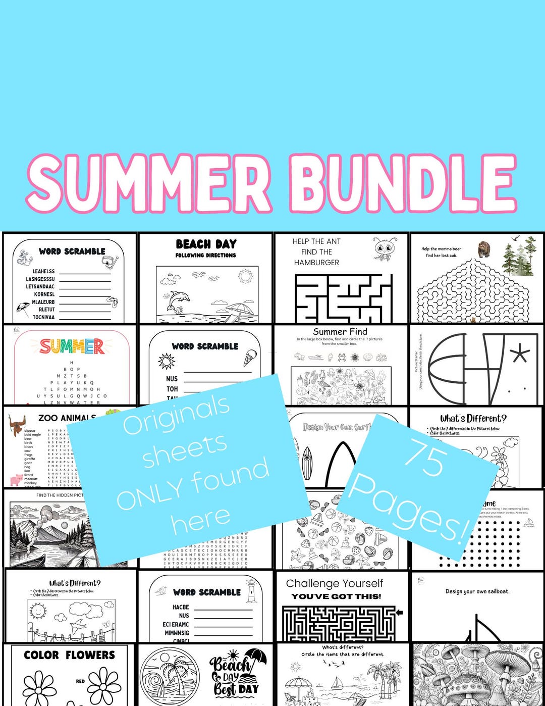 Summer Activity Bundle Printable Summer Kids Activities Summer ...