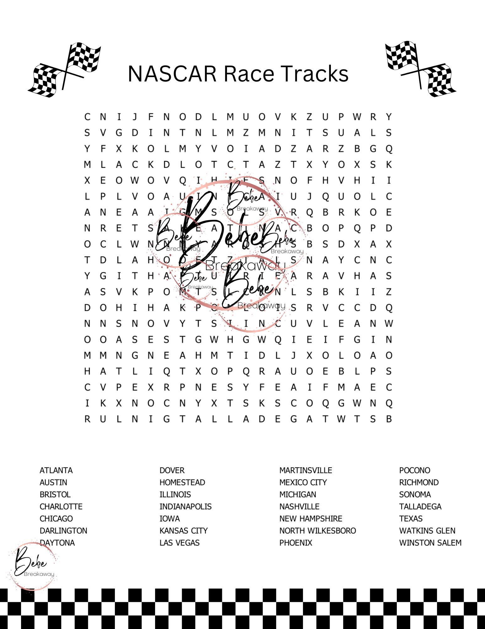 NASCAR Word Search Puzzle Bundle: 2025 Drivers & Tracks (PDF) - Etsy