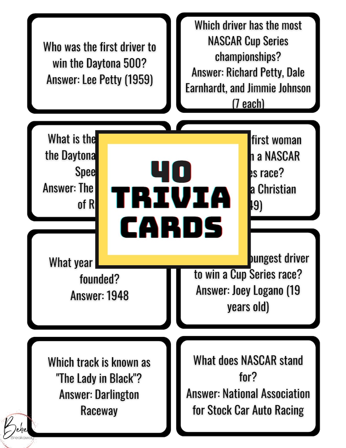 NASCAR Race Day Activity Bundle: Race Car Party, Games, Trivia ...