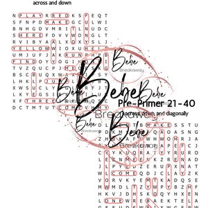 Dolch Pre-primer Sight Word- Word Searches, Early Readers' First Words ...