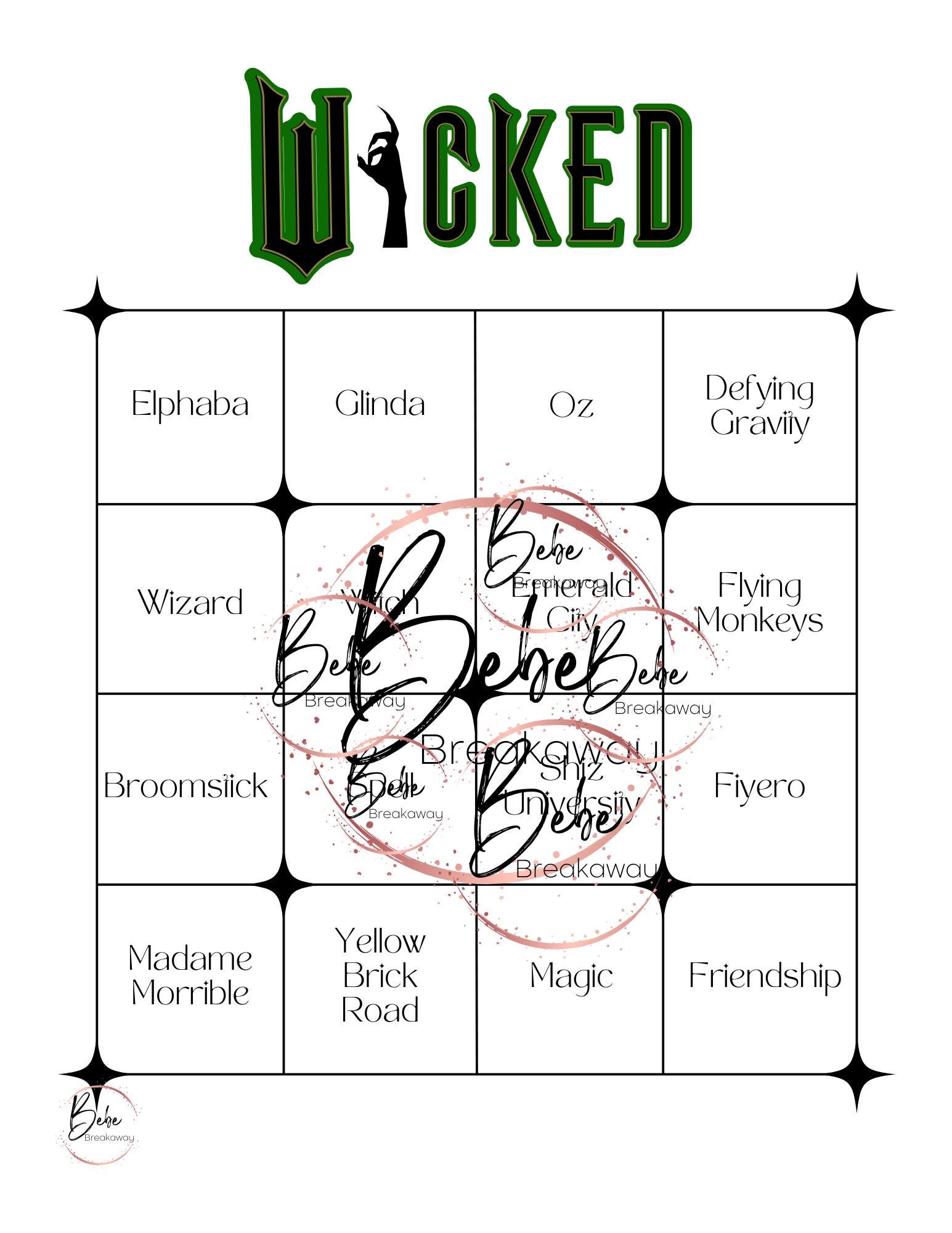 Wicked BINGO, Trivia, the Movie Activity Bundle, Watch Party, Girls ...