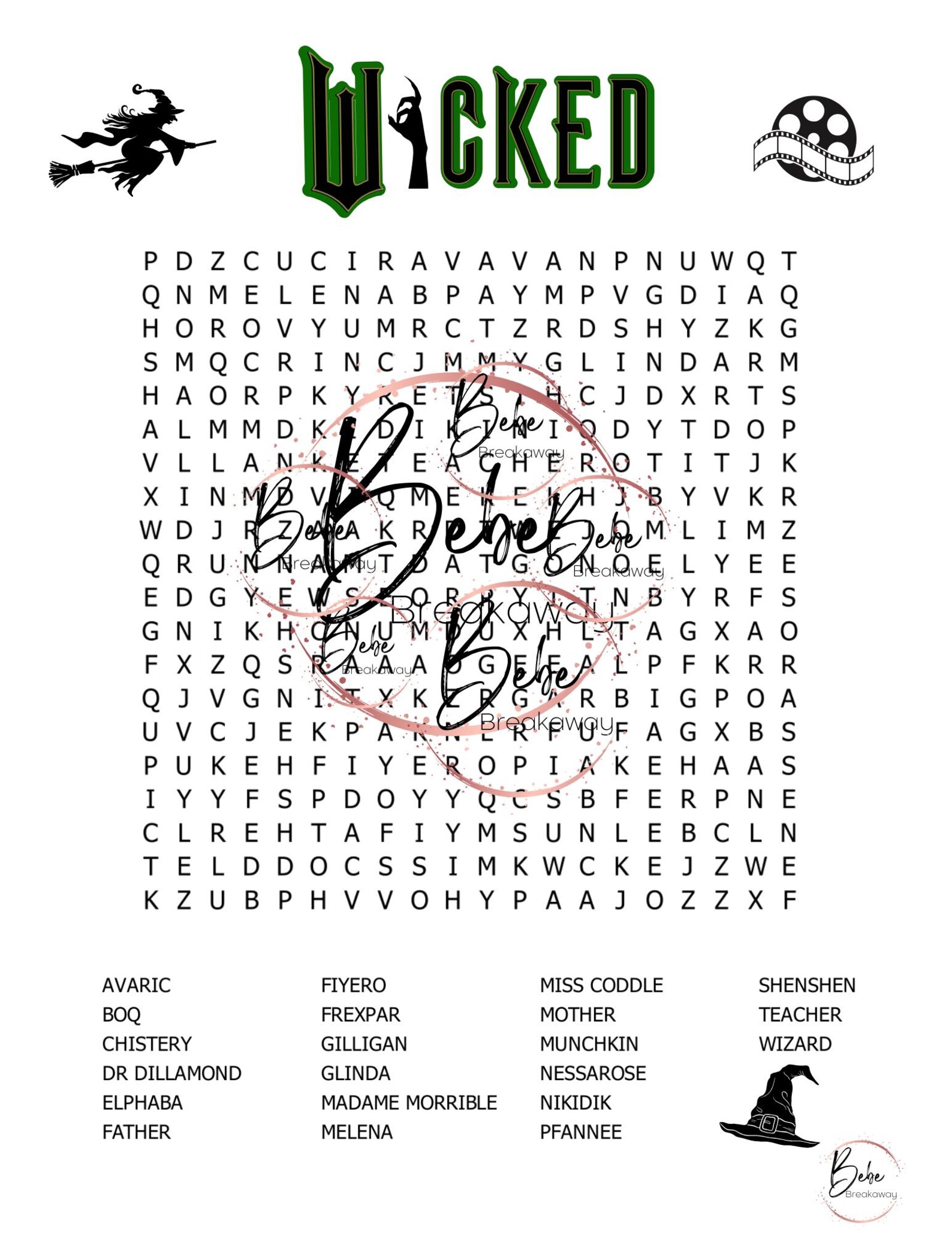 Wicked Themed Word Searches! Free Affirmation Cards Included - Etsy