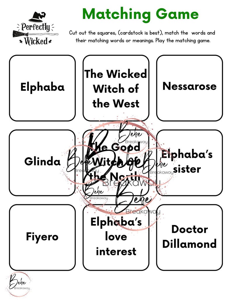 Wicked BINGO, Trivia, the Movie Activity Bundle, Watch Party, Girls ...