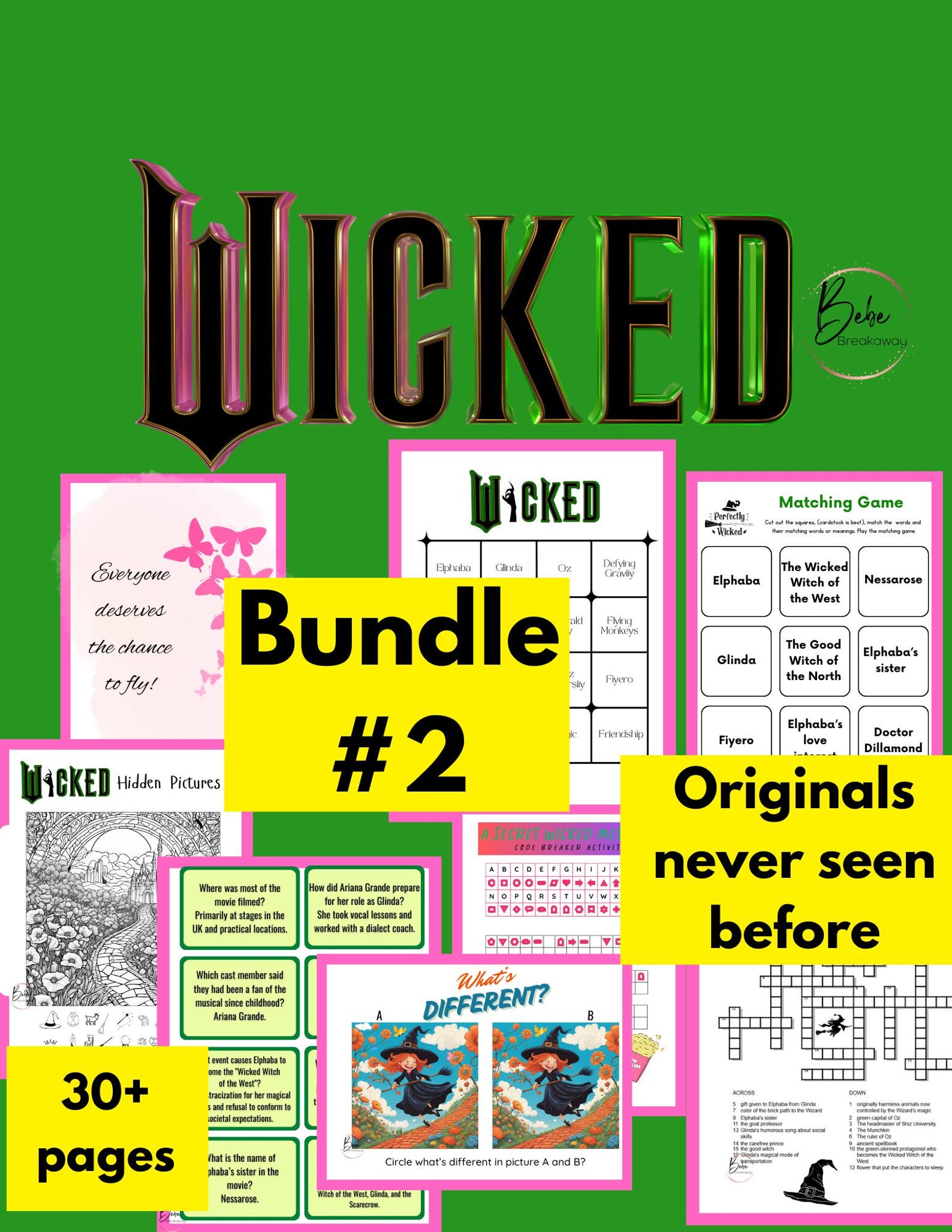 Wicked BINGO, Trivia, the Movie Activity Bundle, Watch Party, Girls ...