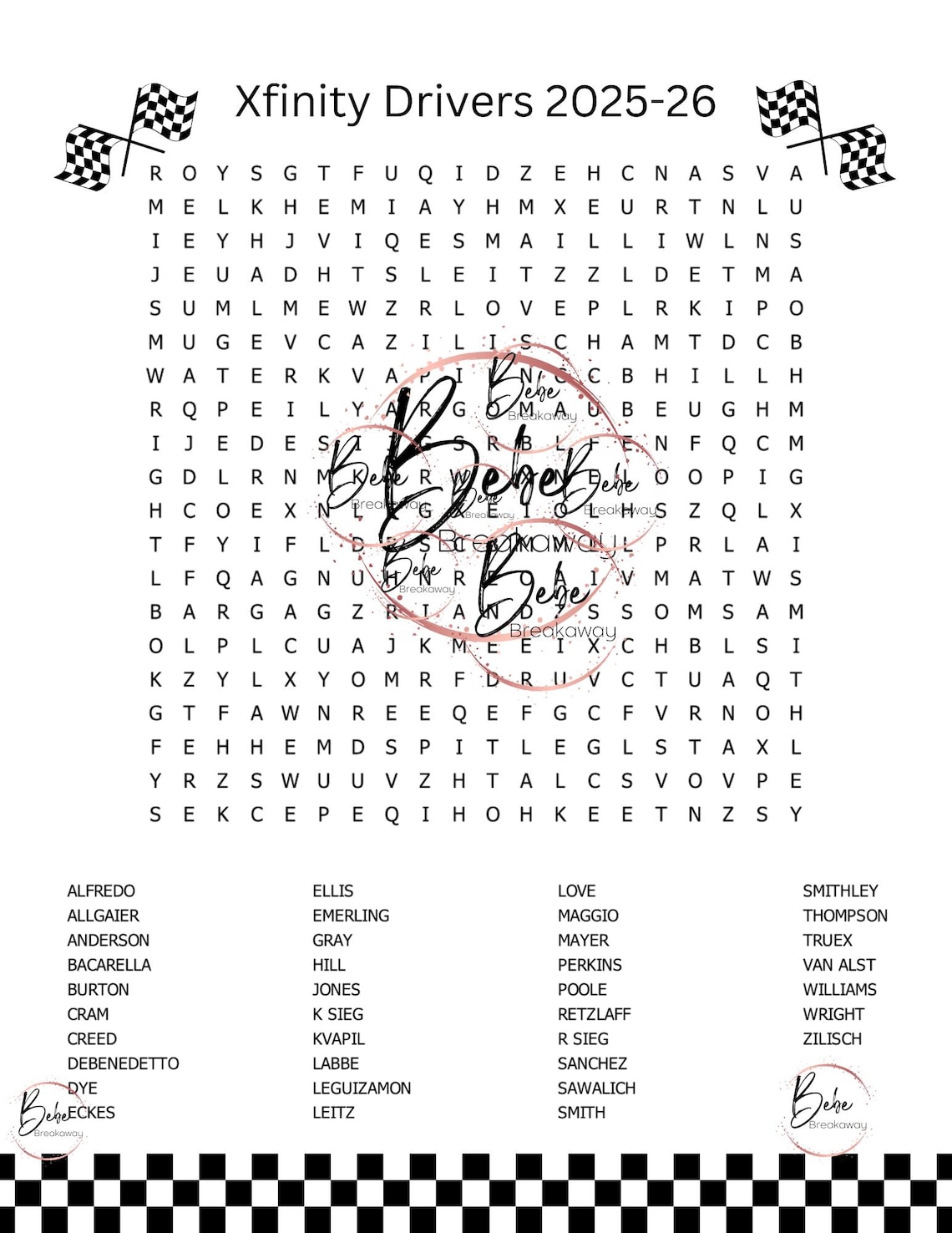 NASCAR Word Search Puzzle Bundle: 2025 Drivers & Tracks (PDF) - Etsy