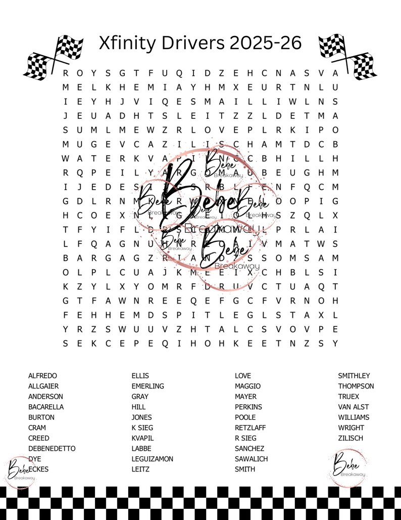 NASCAR Word Search Puzzle Bundle: 2025 Drivers & Tracks (PDF) - Etsy
