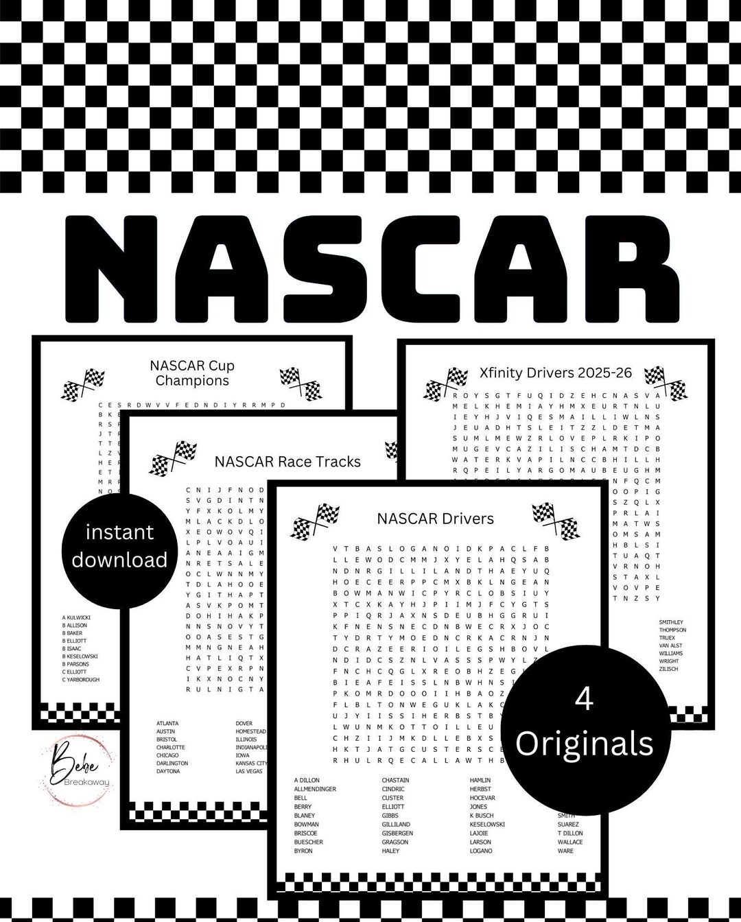 Daytona 500 NASCAR Season is Here 4 Original Word Searches to Get You ...