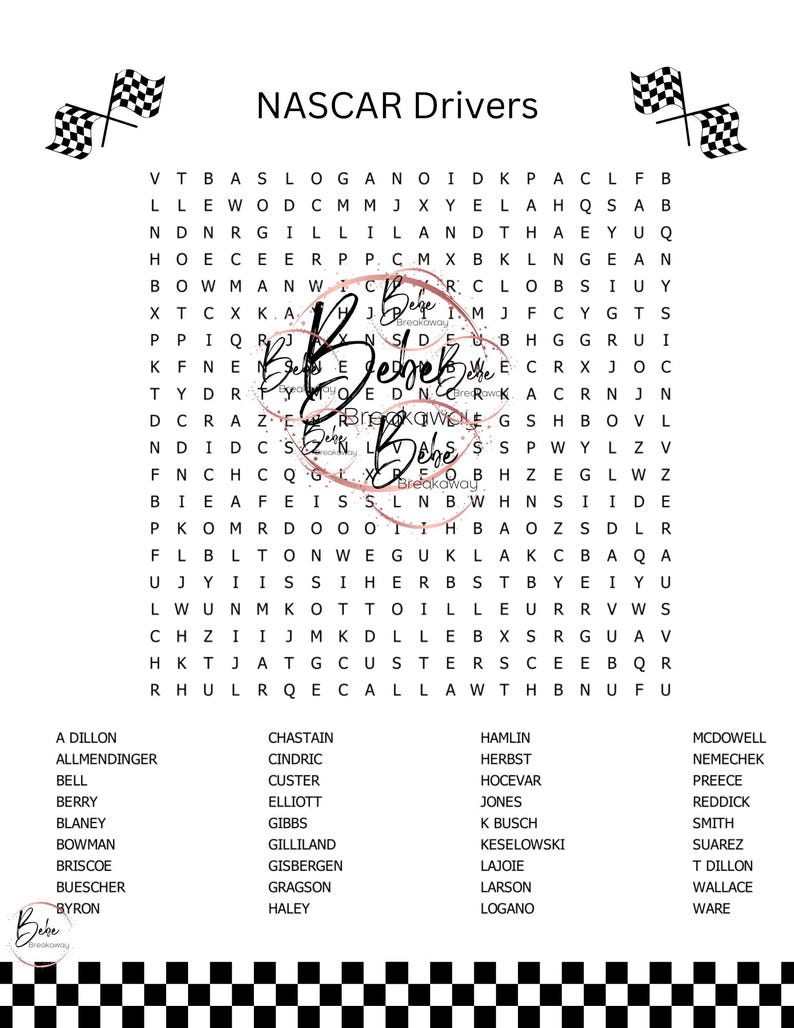 NASCAR Word Search Puzzle Bundle: 2025 Drivers & Tracks (PDF) - Etsy
